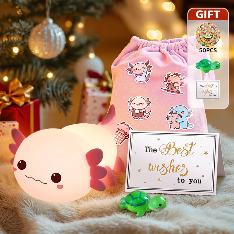 Axolotl LED Squishy Tap Tap Night Light, HUGGWAII Silicone Axolotl Lamp ...