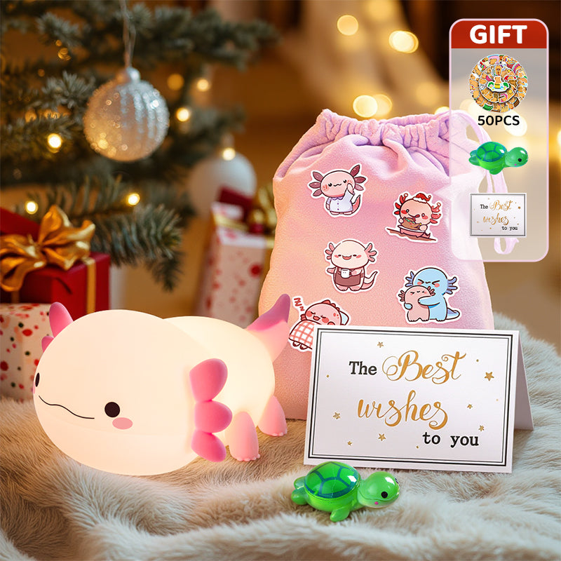 Axolotl LED Squishy Tap Tap Night Light, HUGGWAII Silicone Axolotl Lamp ...