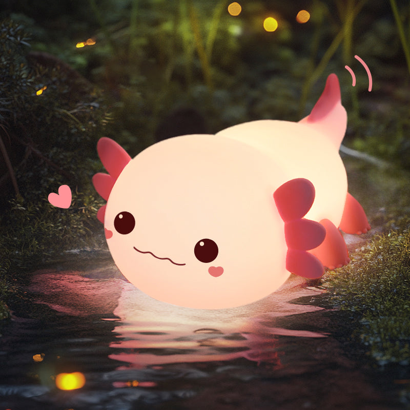 Axolotl LED Squishy Tap Tap Night Light, HUGGWAII Silicone Axolotl Lamp ...