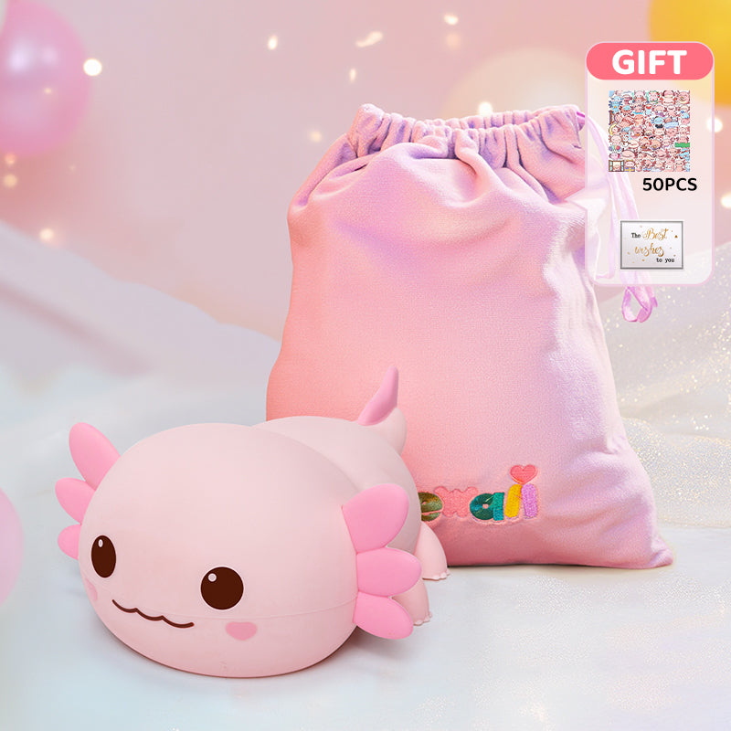 Axolotl LED Squishy Tap Tap Night Light, HUGGWAII Silicone Axolotl Lamp ...
