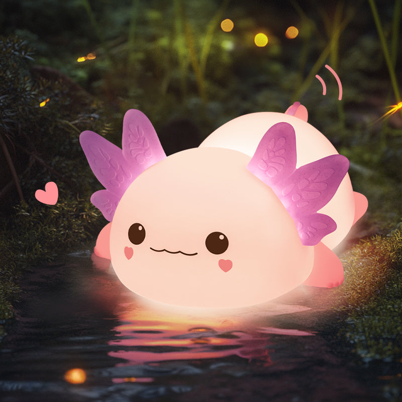 Axolotl LED Squishy Tap Tap Nachtlicht, HUGGWAII Silikon Axolotl Lampe ...