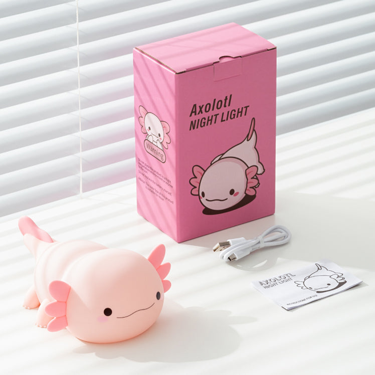 Axolotl LED Squishy Tap Tap Night Light, HUGGWAII Silicone Axolotl Lamp ...