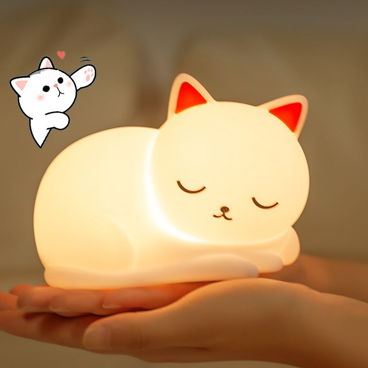 Squishy Silicone Napping Cat LED Night Light - Perfect Gift for Kids a ...