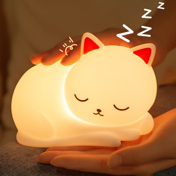 Squishy Silicone Napping Cat LED Night Light - Perfect Gift for Kids a ...