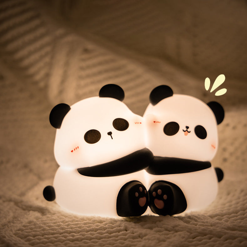 Cute Panda Lamp LED Squishy Animal Tap Tap Night Light with USB Powered ...