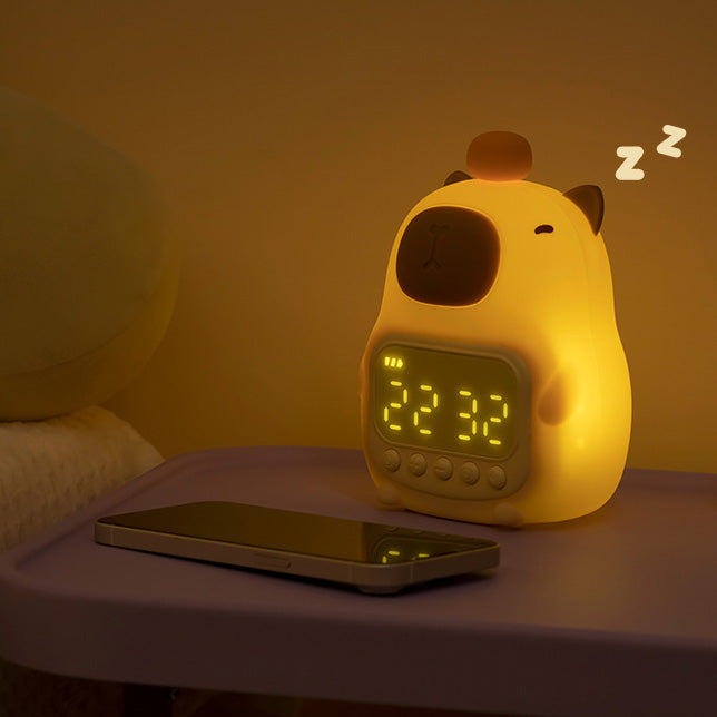 Squishy Silicone Capybara Alarm Clock LED Night Light - Perfect Gift f ...